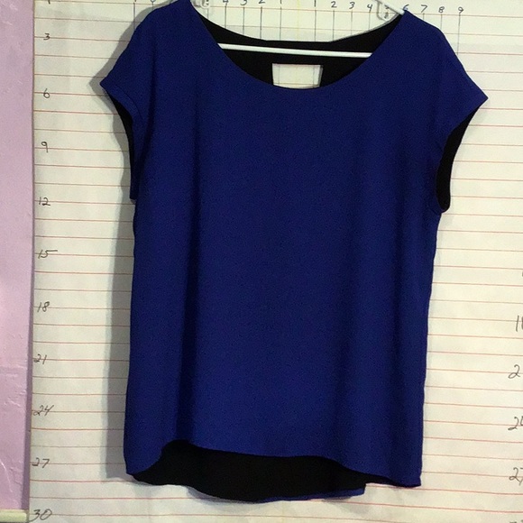 Tops | Womens Top Blue Wblack Liner Keyhole Cut Out In Back | Poshmark